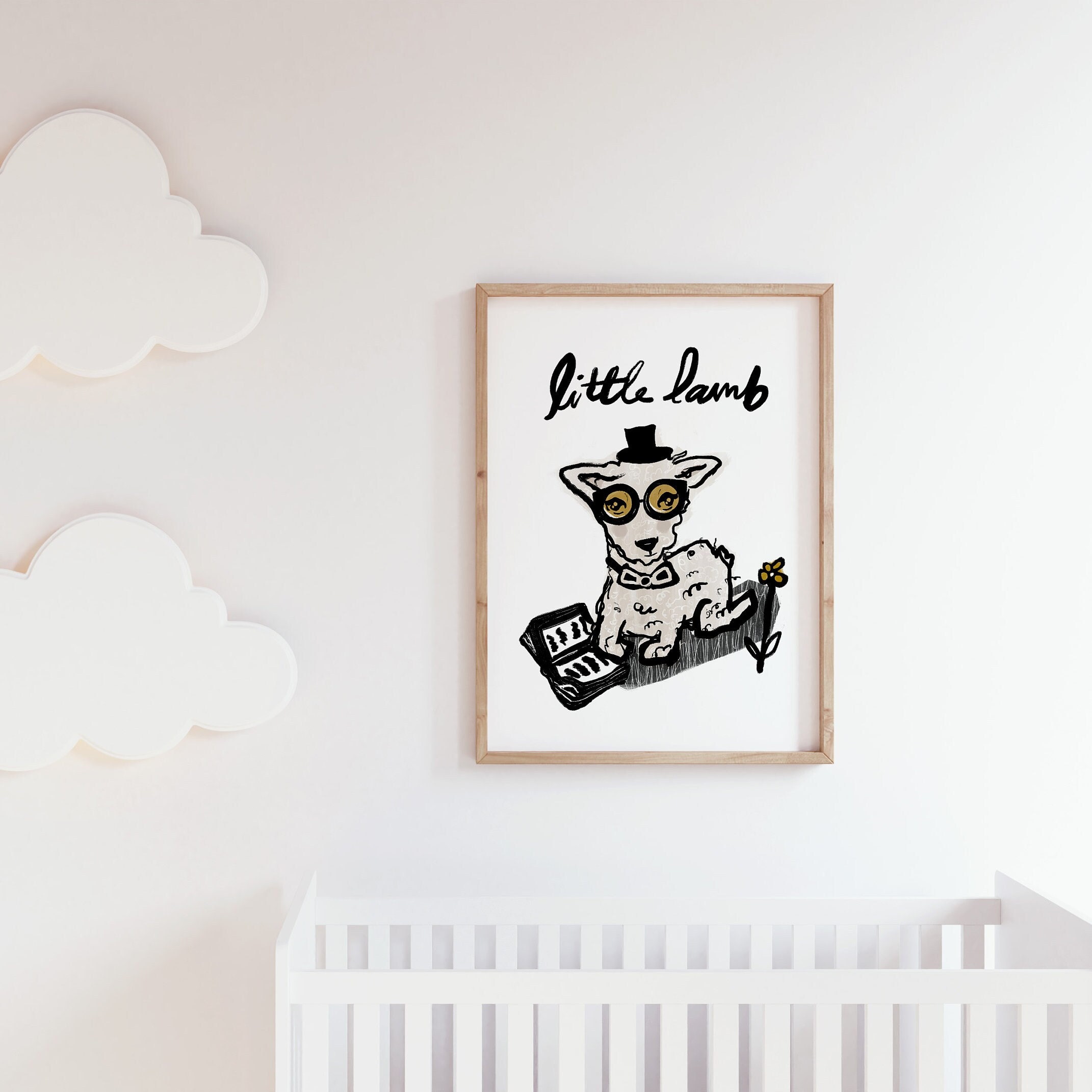 Little Lamb Animal Character Poster - Children's Nursery Illustration ...