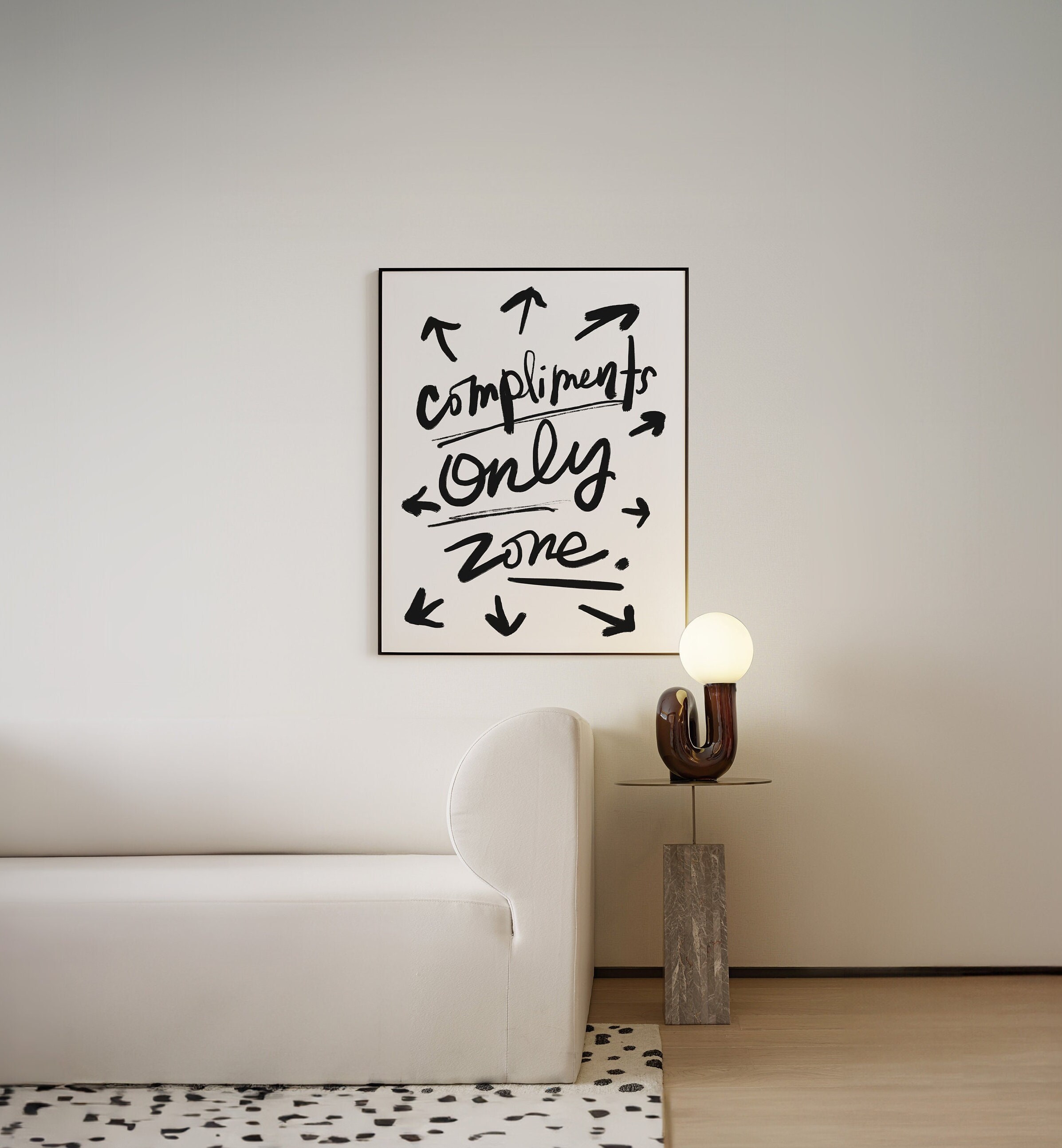 Compliments Only Poster - Scribbly Quote Lettered Typography Wall Art ...