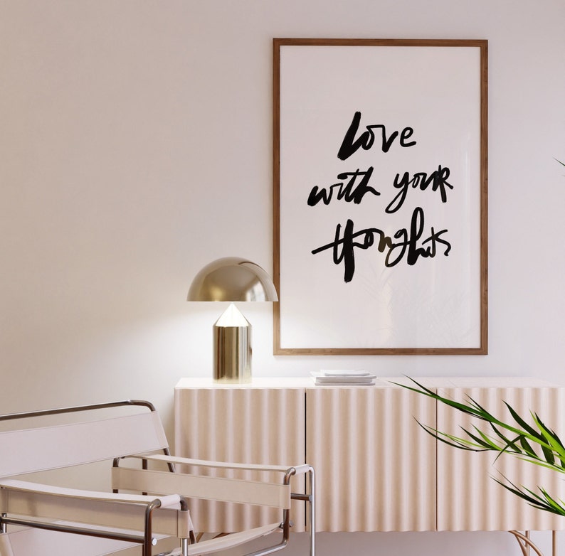 Love Quote Typography Poster - Black and White Brush Stroke Print ...