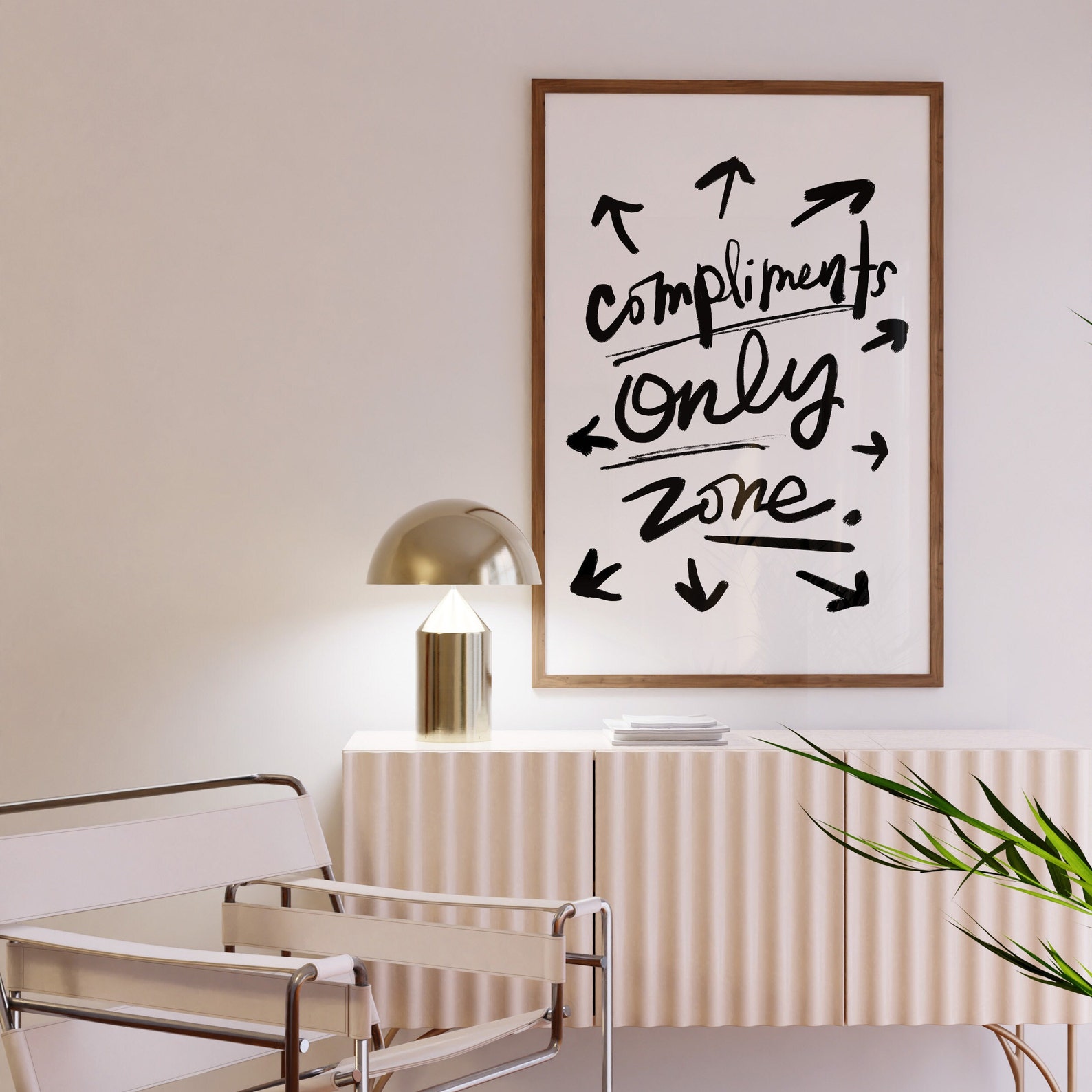 Compliments Only Poster - Scribbly Quote Lettered Typography Wall Art ...