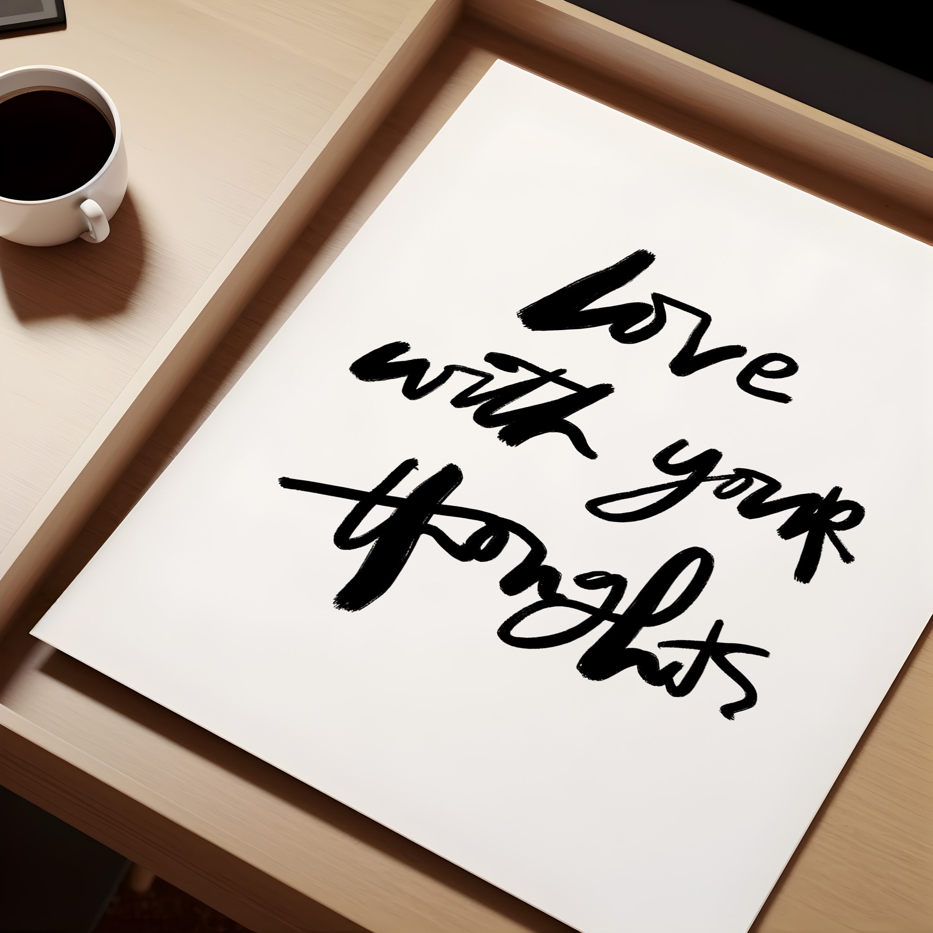 Love Quote Typography Poster - Black and White Brush Stroke Print ...