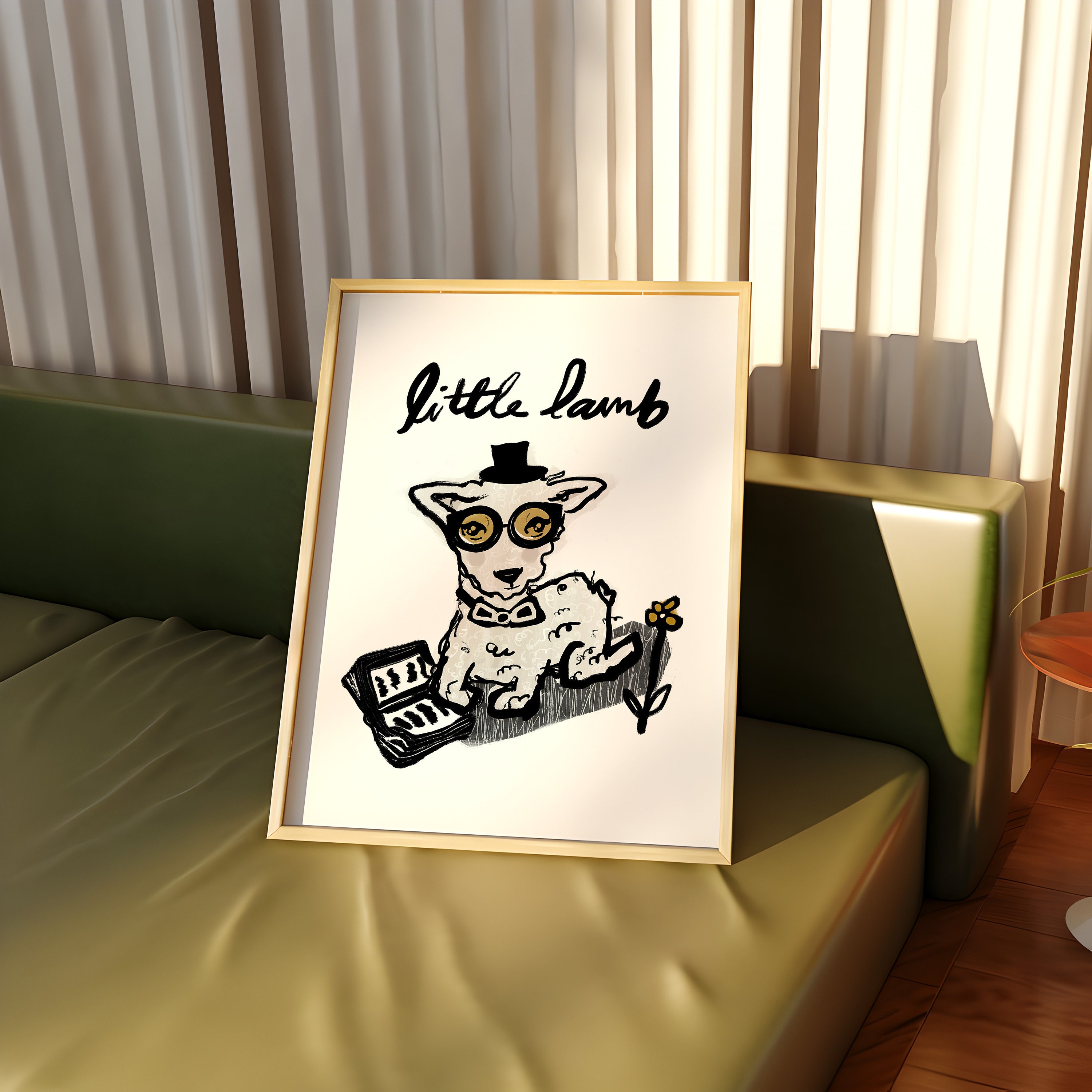 Little Lamb Animal Character Poster - Children's Nursery Illustration ...