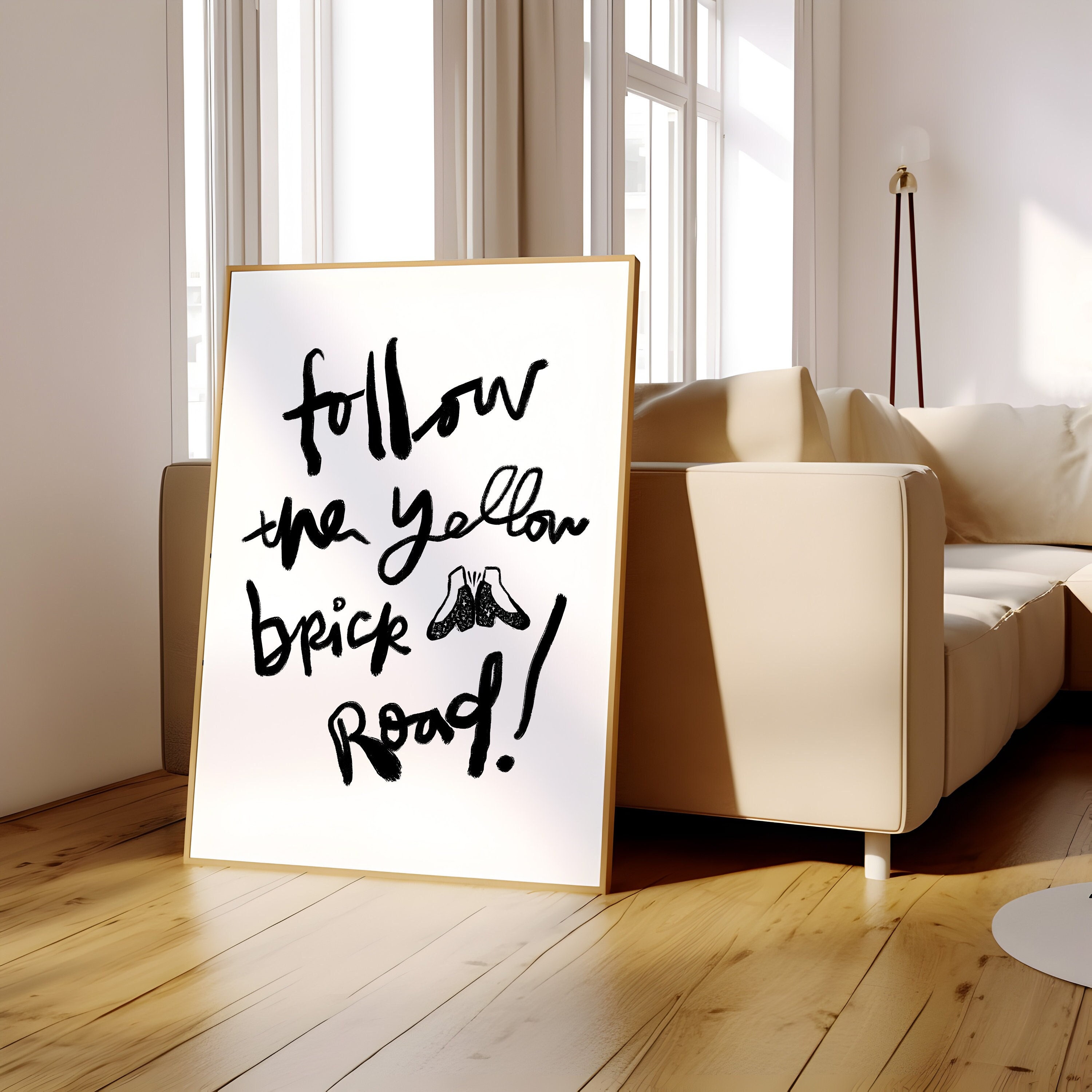 Follow the Yellow Brick Road Calligraphy Poster Scribble Lettering ...