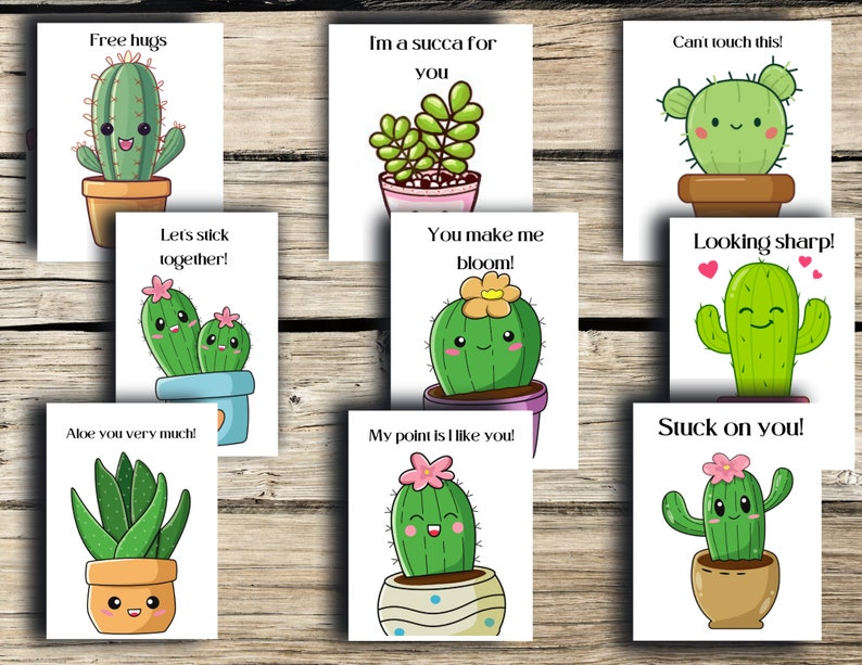 Printable Cactus Valentines Cards: Fun Classroom Valentines (digital ...