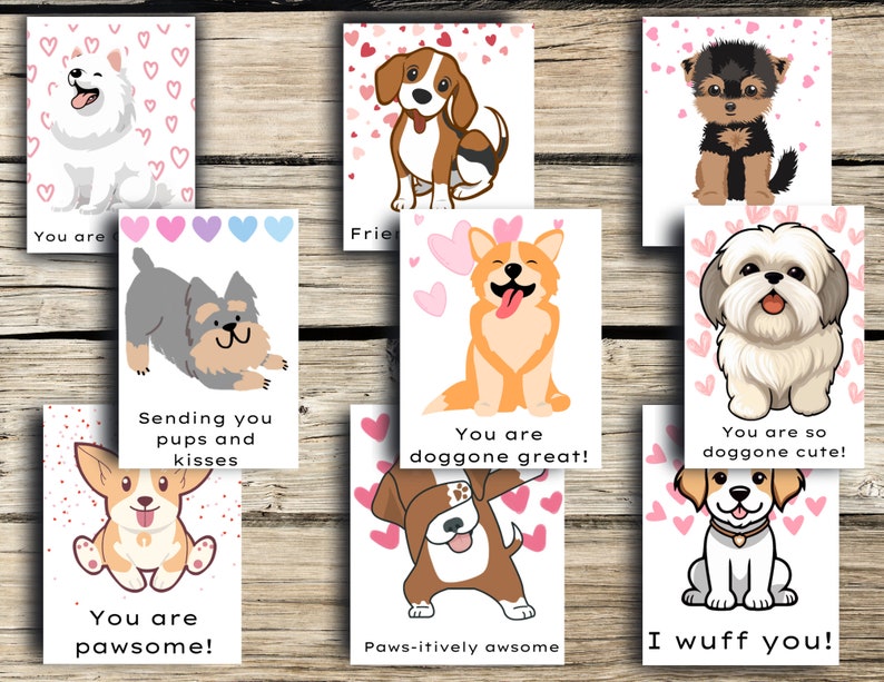 Printable Dog Valentines, Printable Valentines, Dog Valentines, Fun ...