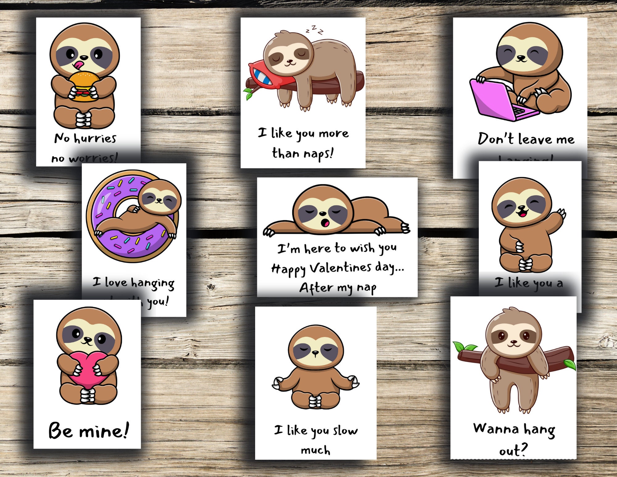 Printable Sloth Valentines Cards: Fun Classroom Valentines (digital ...
