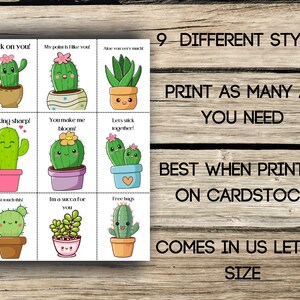 Printable Cactus Valentines Cards: Fun Classroom Valentines (digital ...