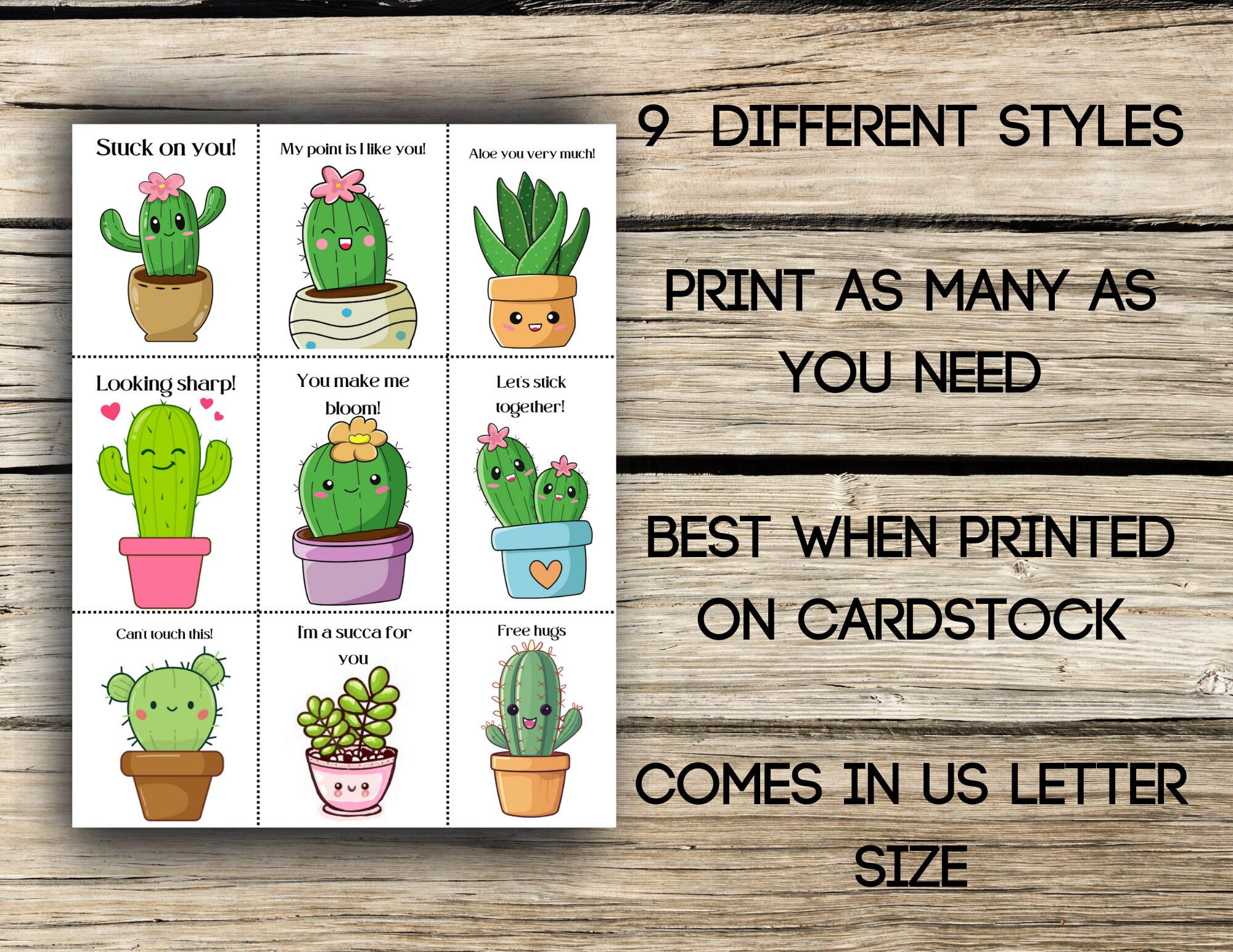 Printable Cactus Valentines Cards: Fun Classroom Valentines (digital ...