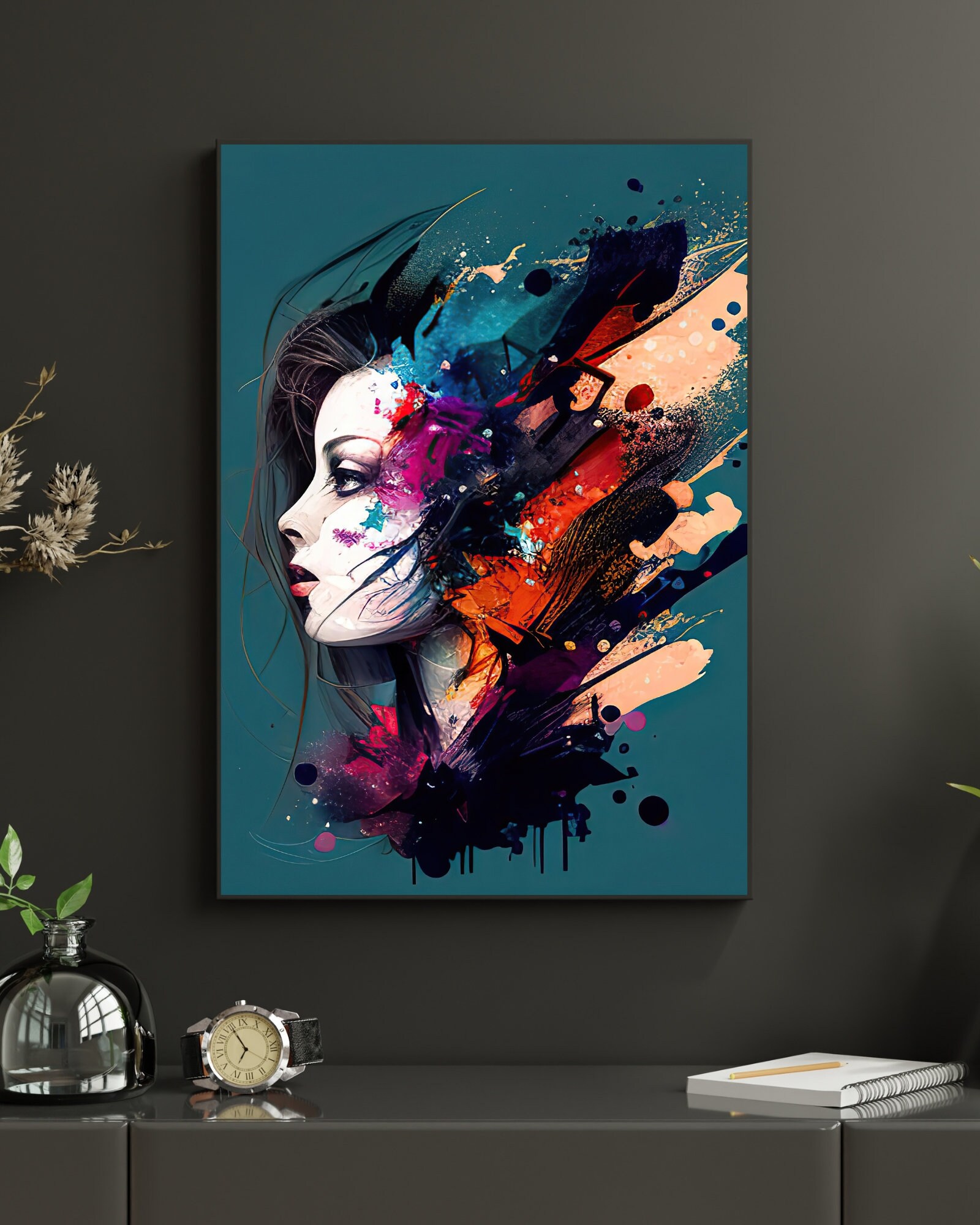 Colorful Abstract Woman Portrait Colorful Woman Printable Wall Decor ...