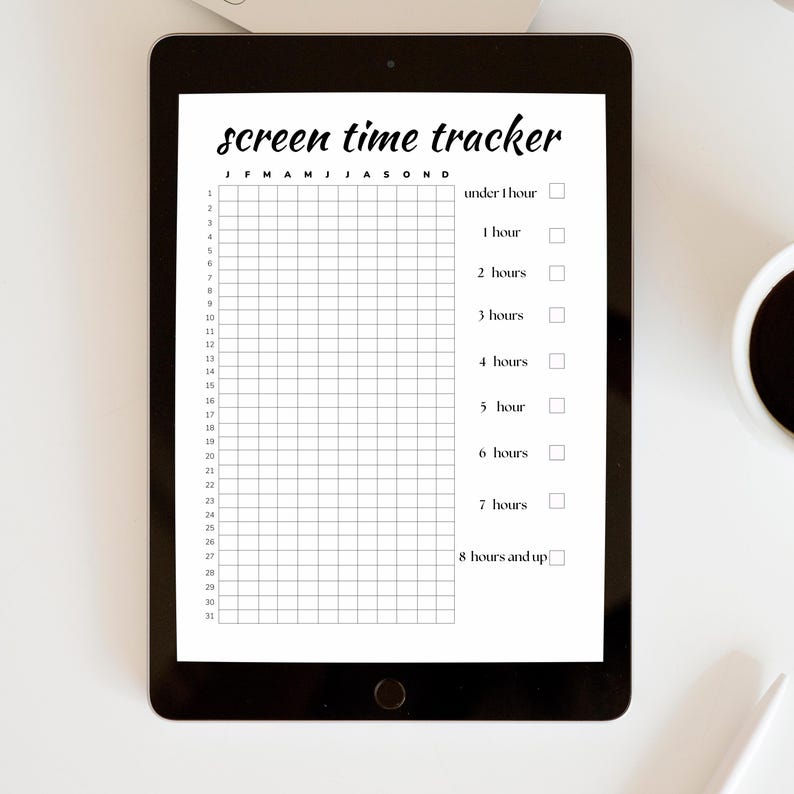Screen Time Tracker Yearly PRINTABLE Journal Page Planner Page Yearly ...