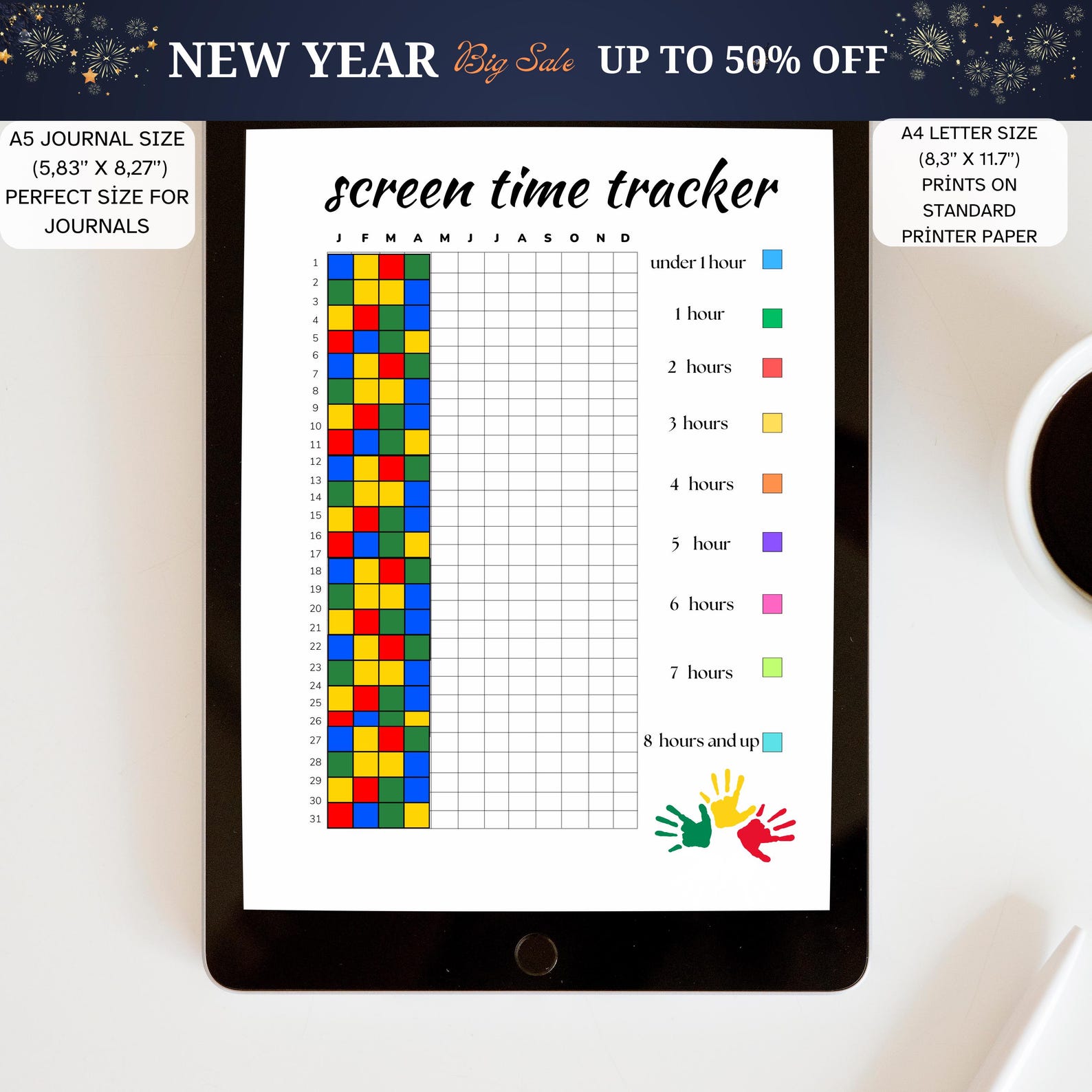 Screen Time Tracker Yearly PRINTABLE Journal Page Planner Page Yearly ...