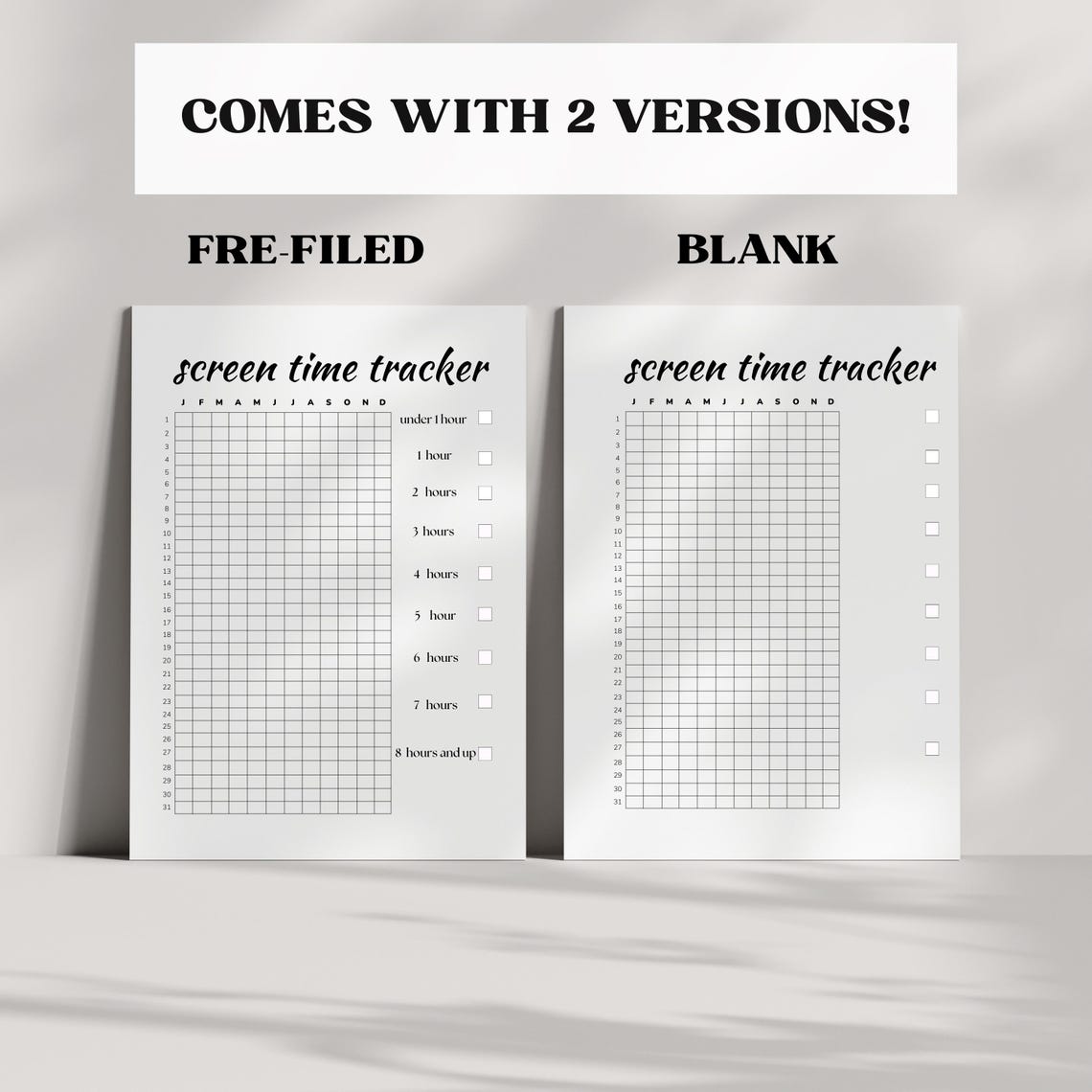 Screen Time Tracker Yearly PRINTABLE Journal Page Planner Page Yearly ...