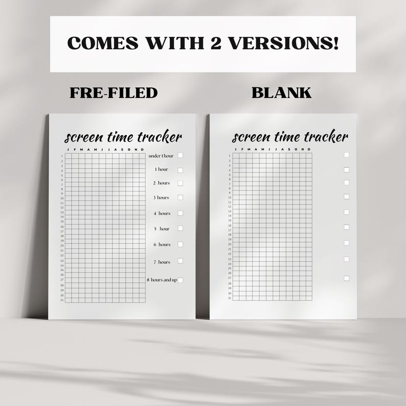 Screen Time Tracker Yearly PRINTABLE Journal Page Planner Page Yearly Tracker Habit Tracker ...