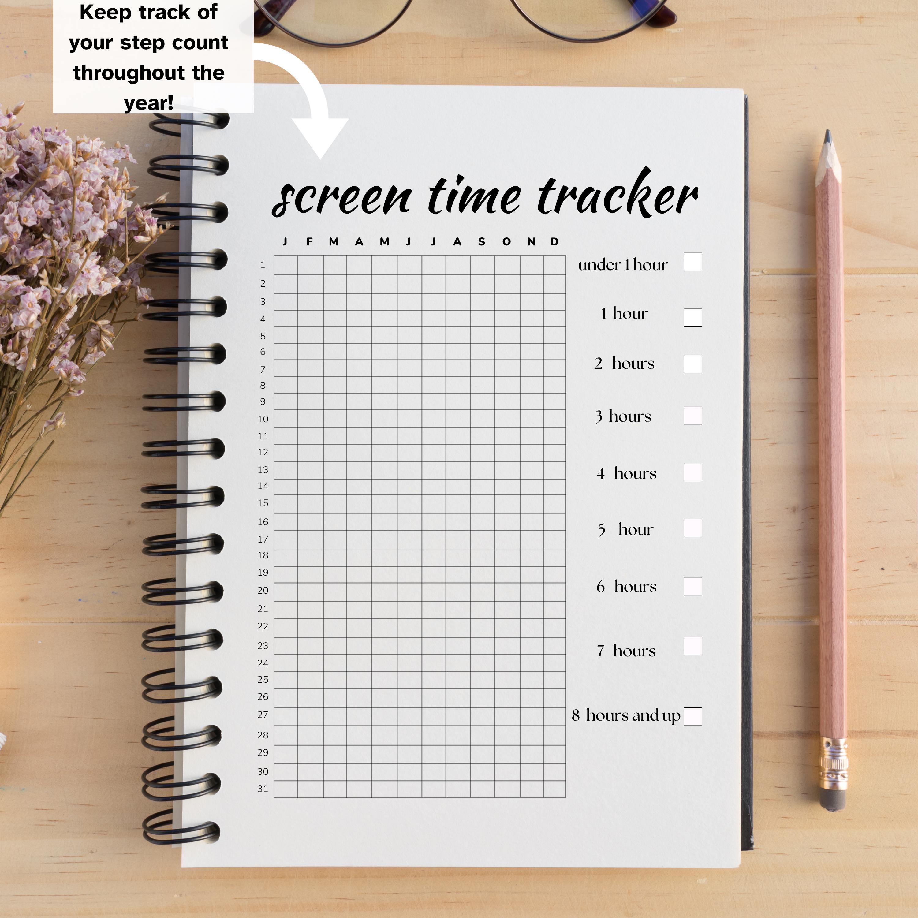 Screen Time Tracker Yearly PRINTABLE Journal Page Planner Page Yearly ...