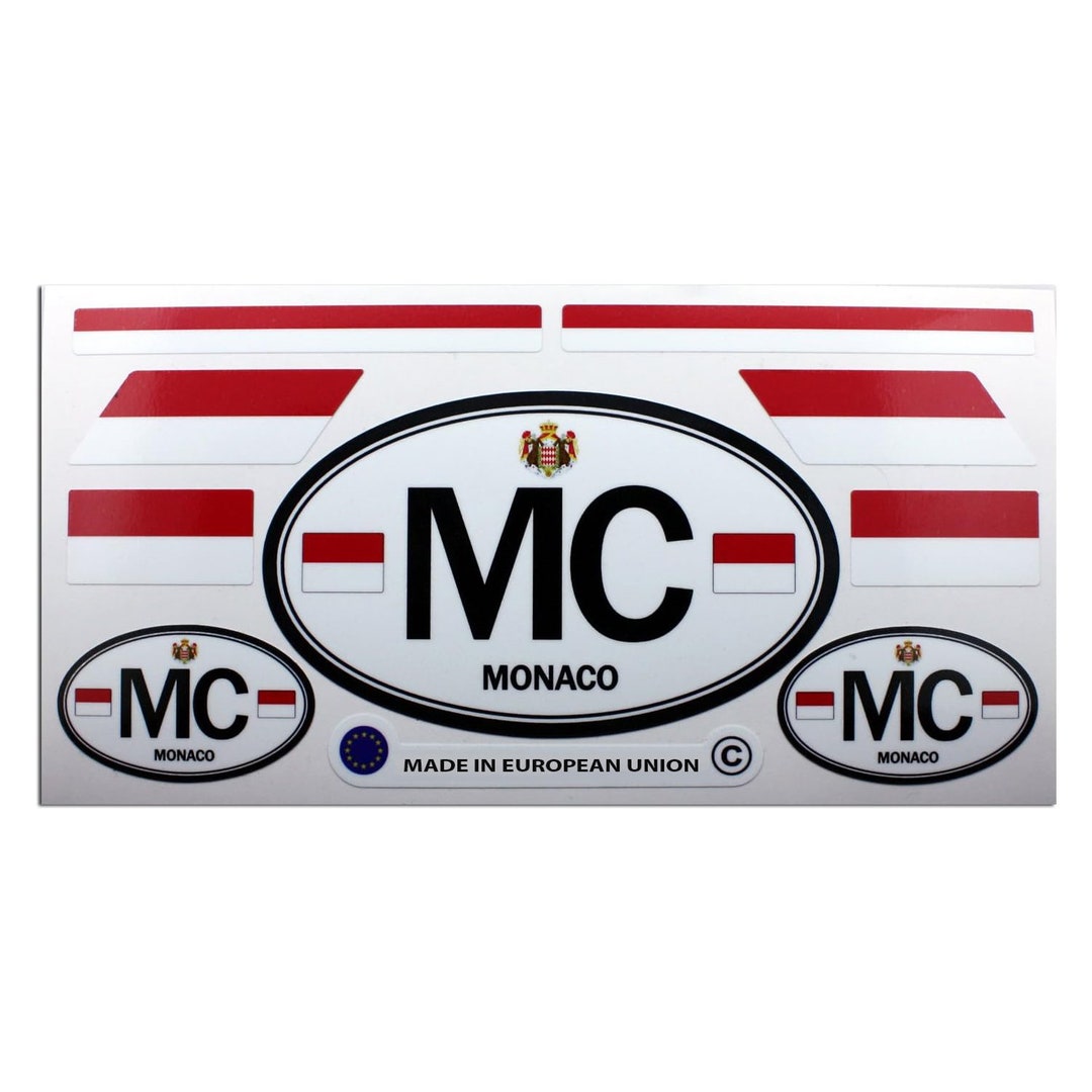 Set of 9 Monaco Flags and Letters MC Car Country Sign Laminated Decals ...