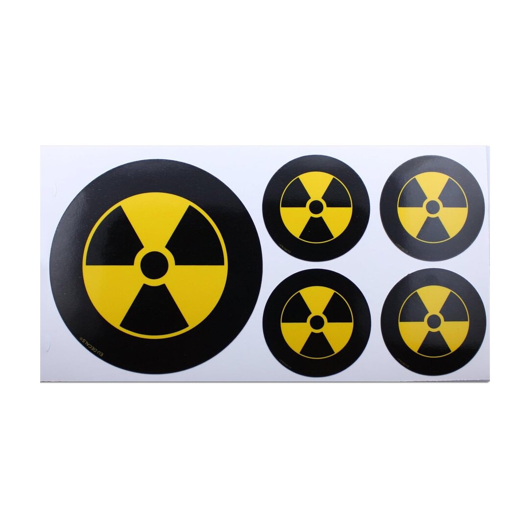 Radiactive Sign Set of 5 Stickers - 1X 100mm-4* & 4X 50mm-2" Laminated ...