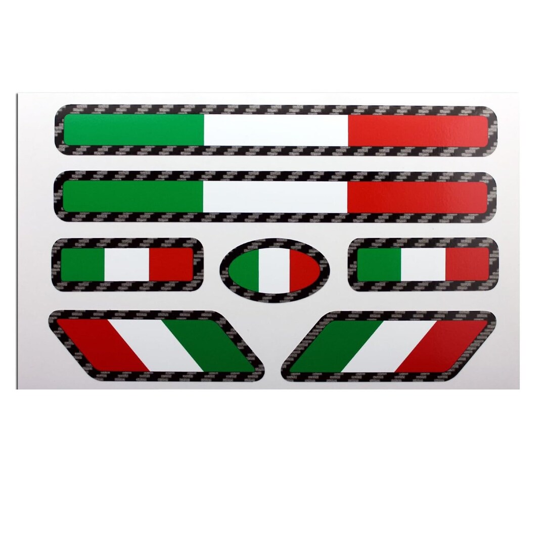 7X Italy Italian Flags Stickers Carbon Fiber Outline Laminated Decal ...