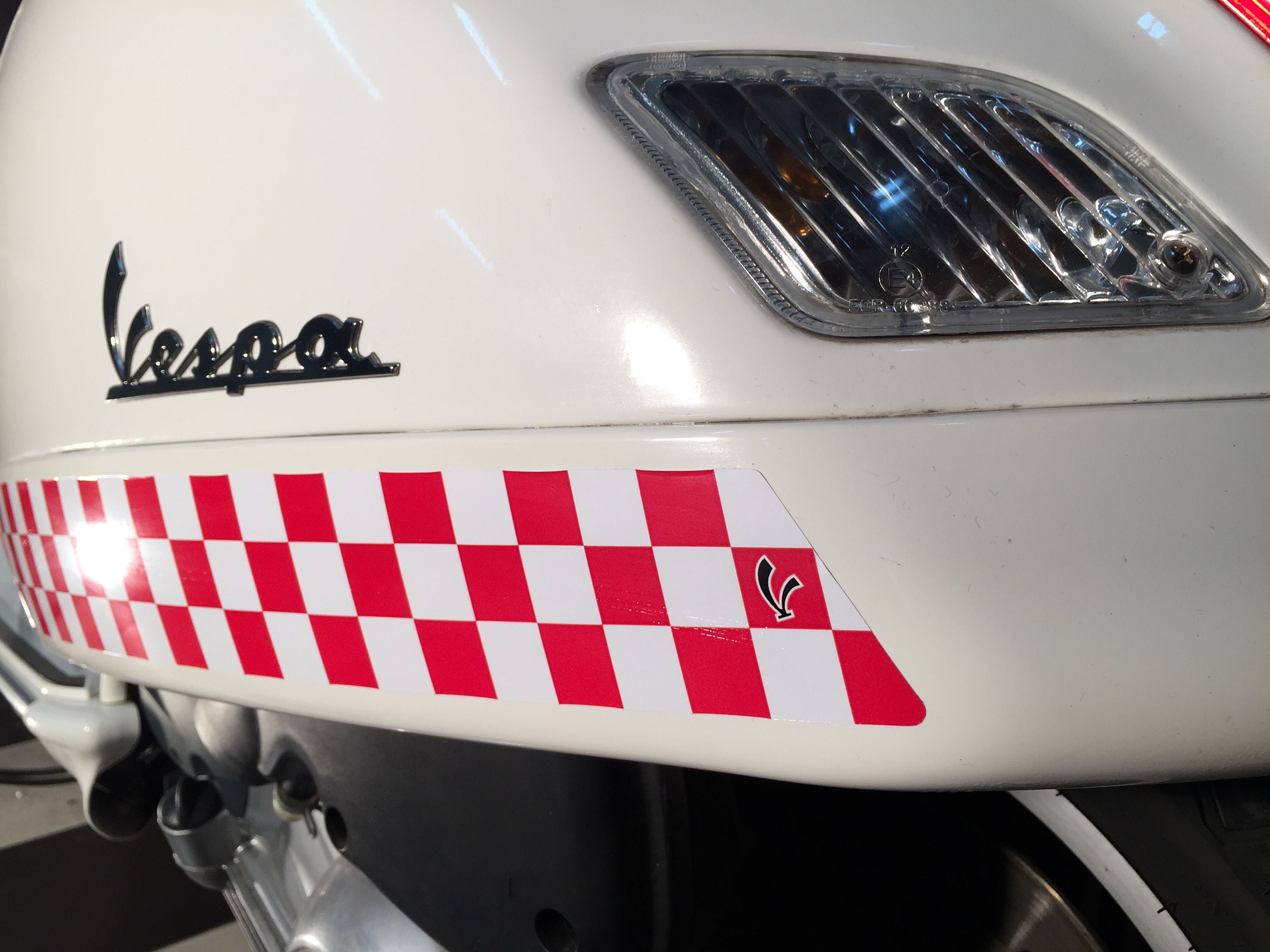 Vespa Side Stripes Stickers Red Checkered for GTS 125 150 200 250 300 ...