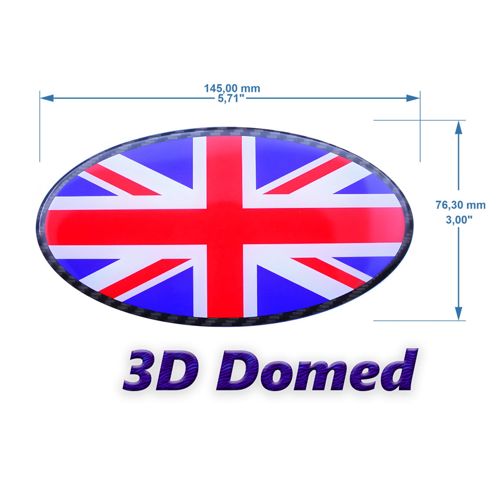 UK Union Jack Flag Sticker Domed 3D Sticker Self Adhesive Back Carbon ...