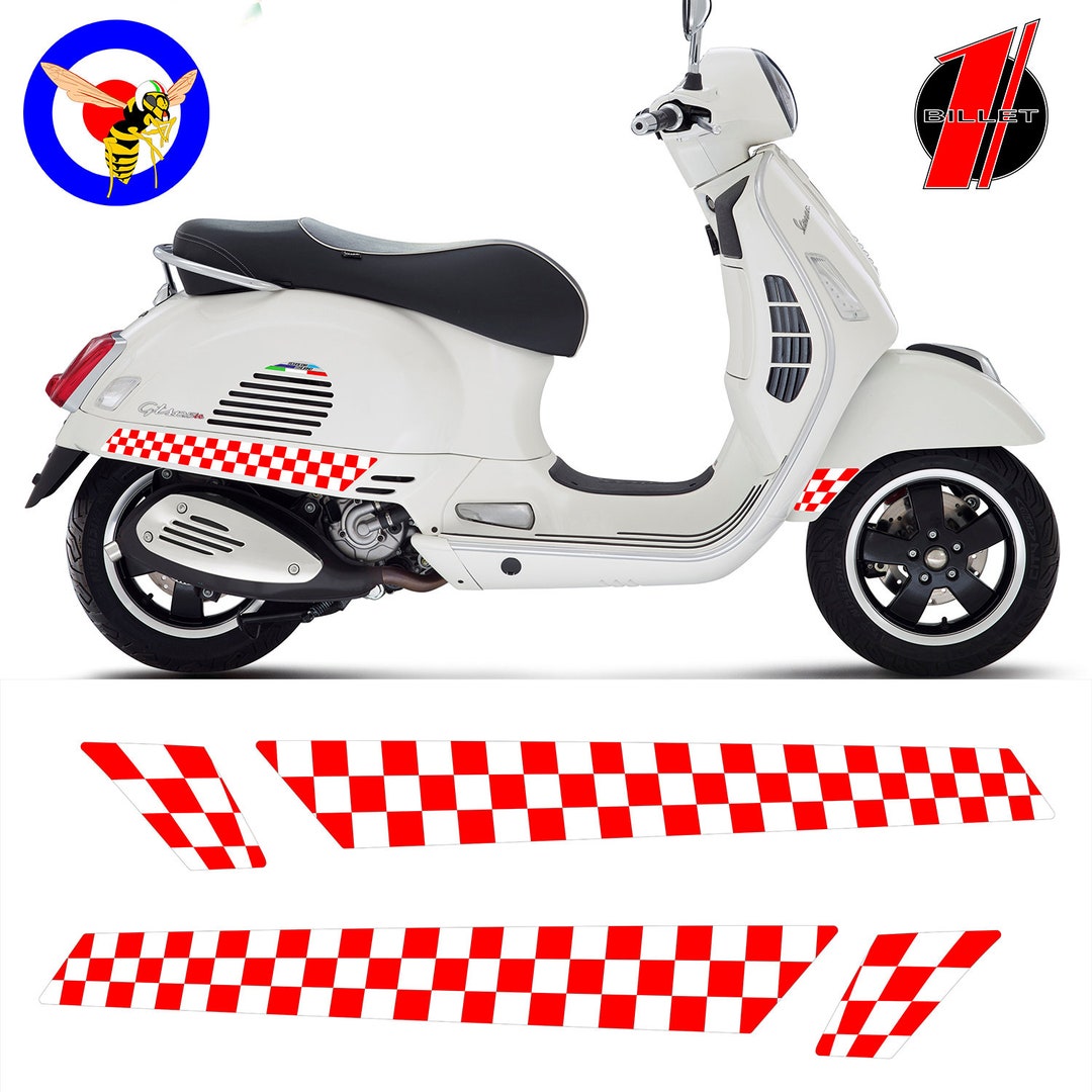 Vespa Side Stripes Stickers Red Checkered for GTS 125 150 200 250 300 ...