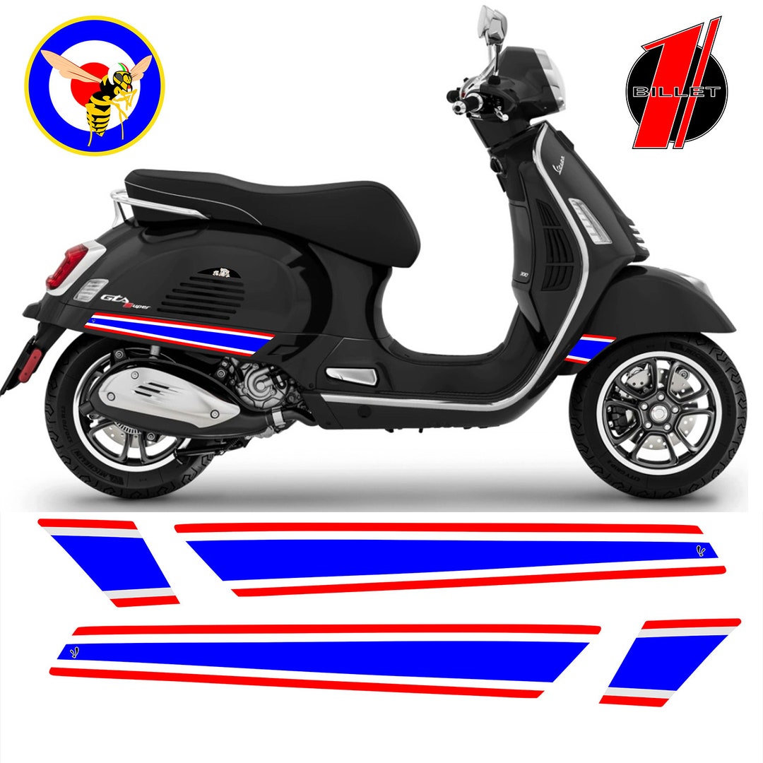 Vespa Side Stripes Stickers Red White Blue for GTS 125 150 200 250 300 ...