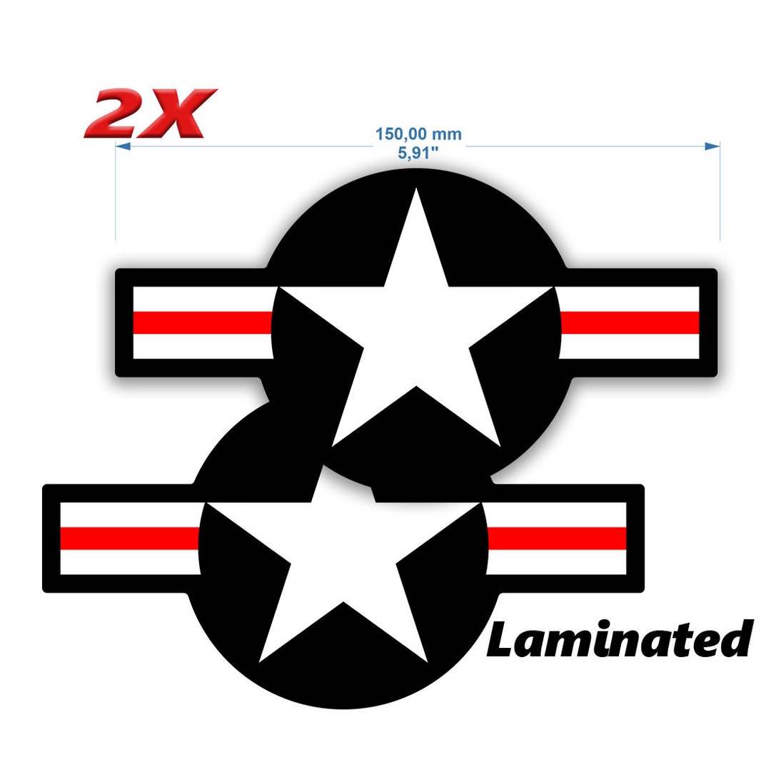 2X USA American Flags Black Stickers USAF WW2 Laminated Decals for Car ...