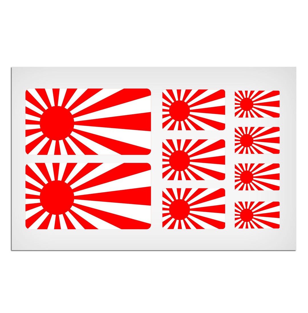 9X Japan Rising Sun Flags Stickers Laminated Decal for Car Helmet Bike ...