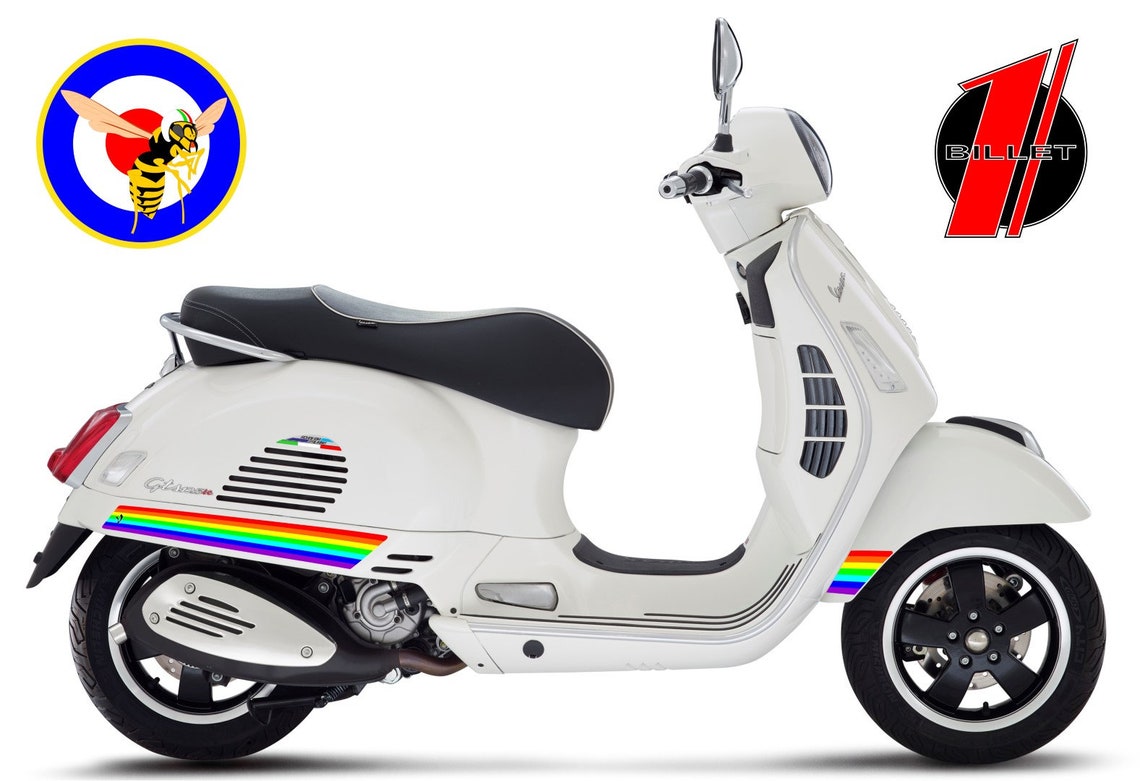 Vespa Side Stripes Stickers With Rainbows for GTS 125 150 200 250 300 ...