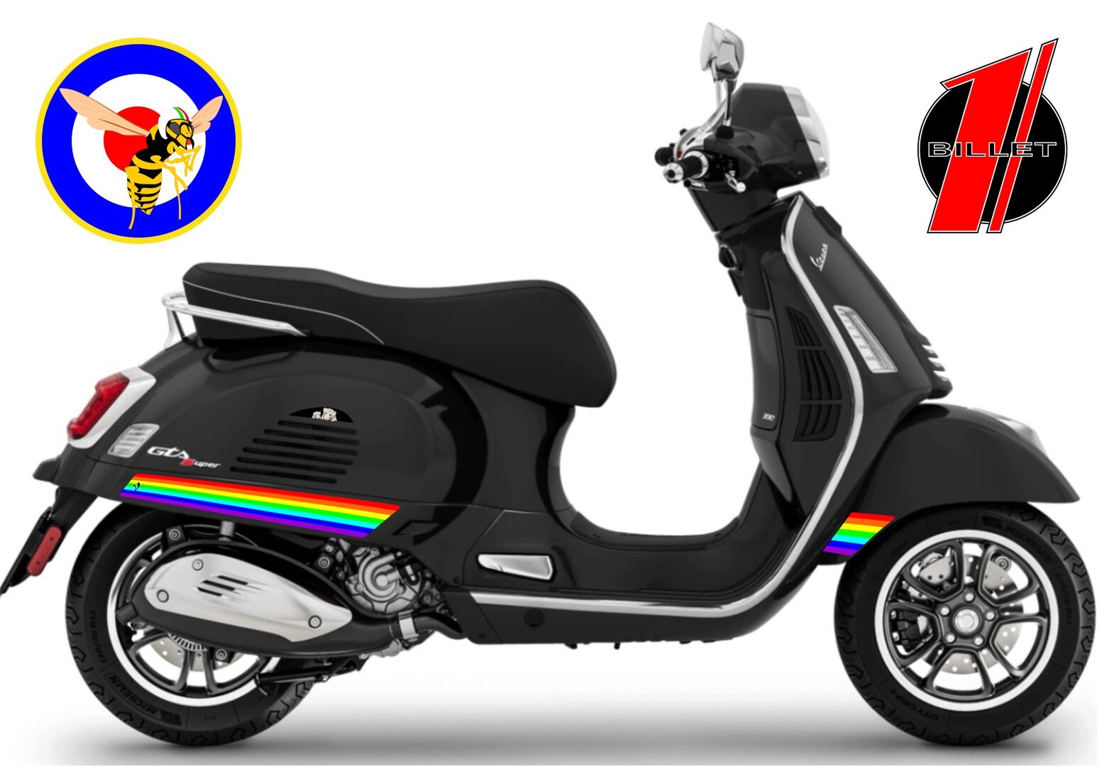 Vespa Side Stripes Stickers With Rainbows for GTS 125 150 200 250 300 ...