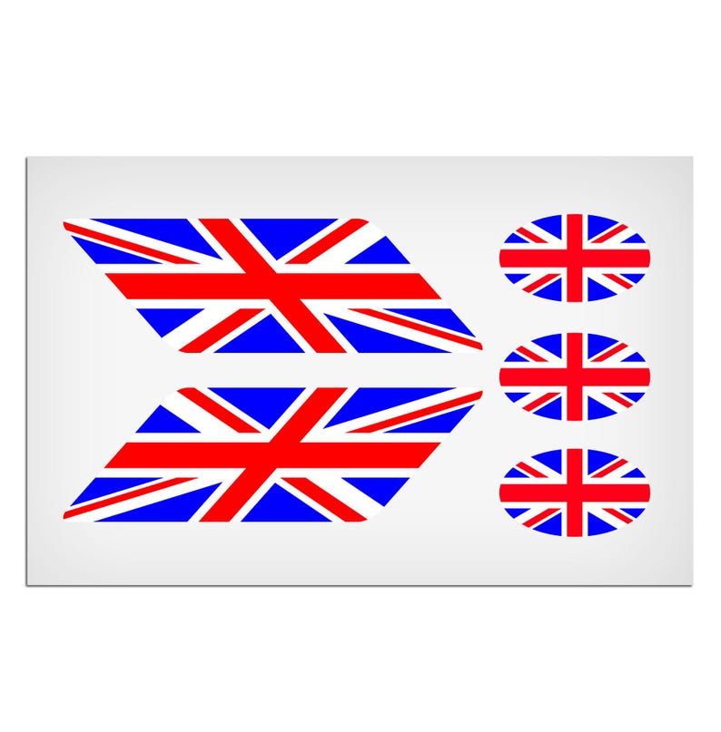 5X UK Union Jack Flags Stickers Laminated Decal for Car Helmet Bike ...