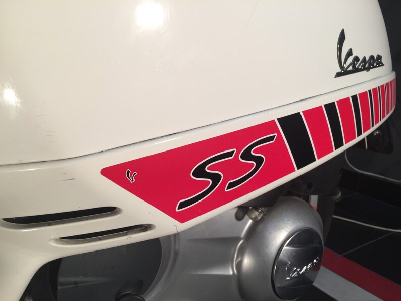 Vespa Side Strobe Super Sport Stripes Stickers Red Black for GTS 125 ...