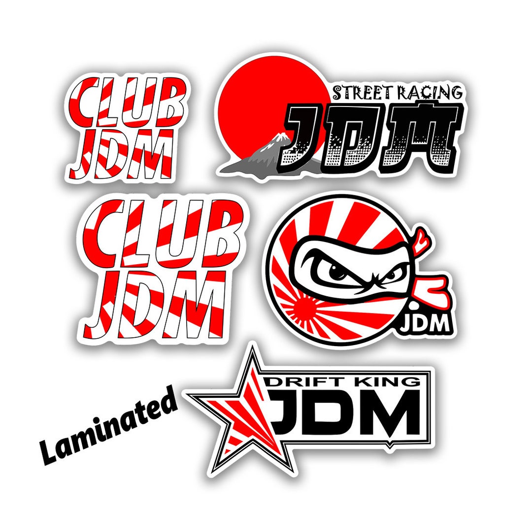 JDM Stickers Japan Rising Sun Set of 5 Flags Stickers Laminated Decal ...