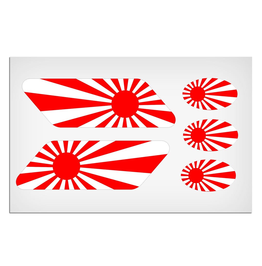 5X Japan Rising Sun Flags Stickers Laminated Decal for Car Helmet Bike ...