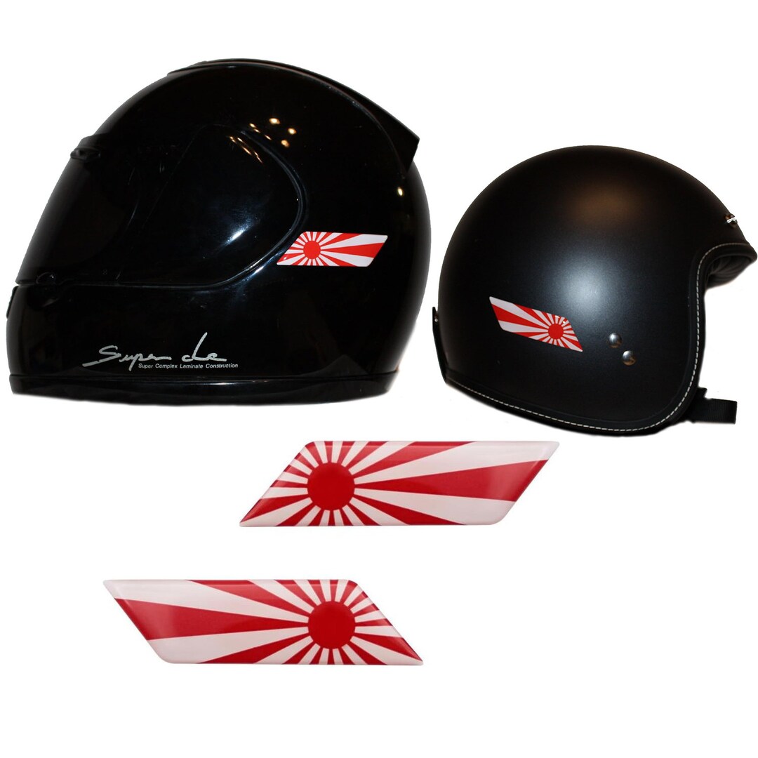 Helmet 3D Decals Domed Japan Rising Sun Flags Set Left and Right Side ...
