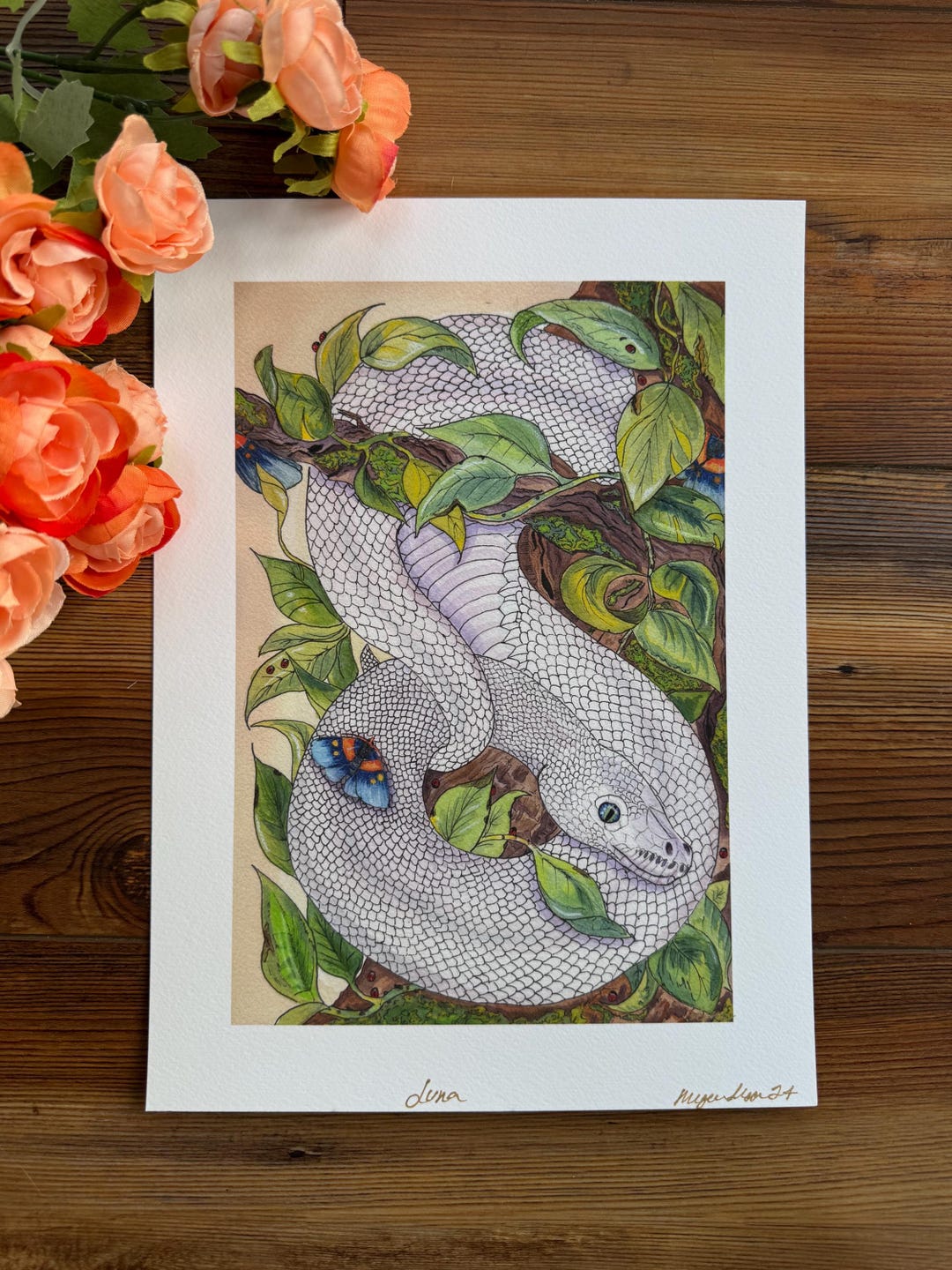 Mini Print White Ball Python Print Reptile Art Fine Art Snake Art Snake ...