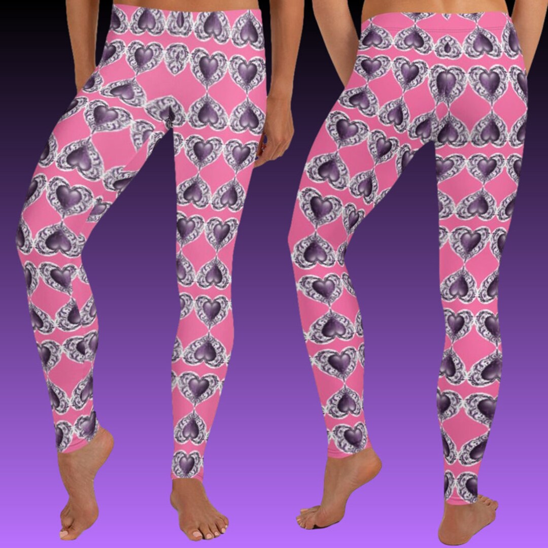 Hearts Geometry Leggings Valentine's Day Gift Stylish Spandex Patterns ...