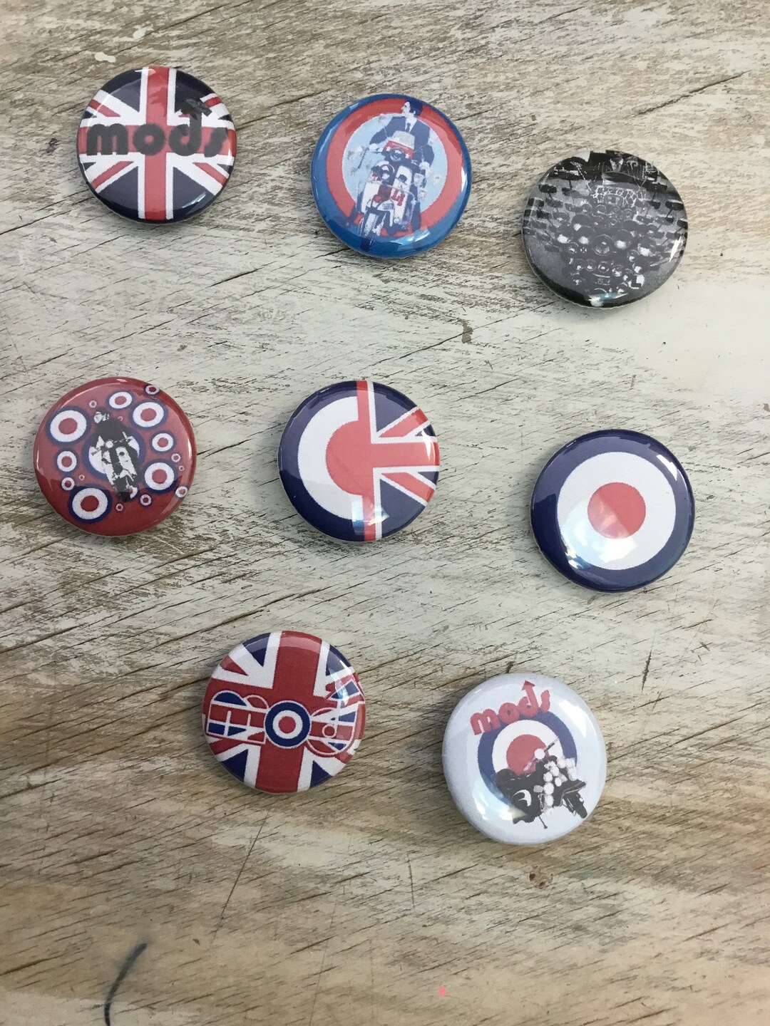Mod Button 1 Inch Pin Set 8 Different Designs - Etsy
