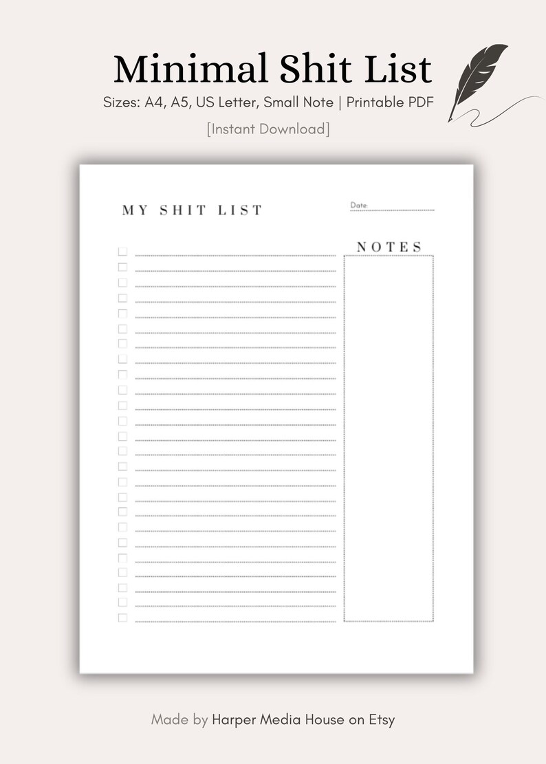 Demure Minimal to Do List Printable, Simple Tasks List, Productivity ...