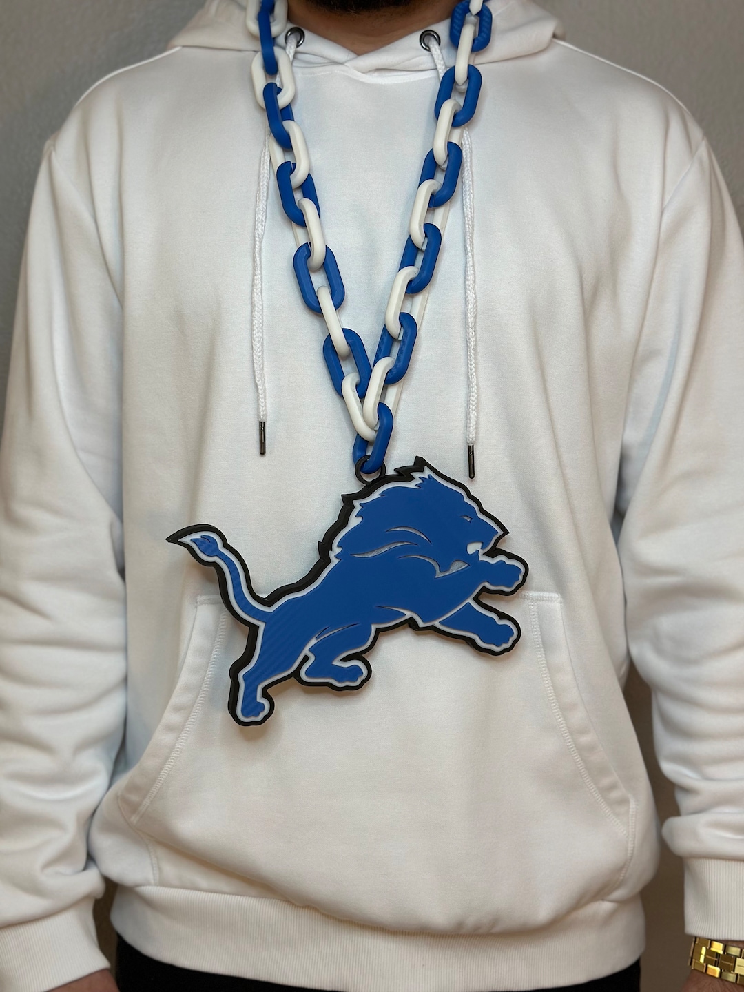 Detroit Lions Chain Necklace With Carbon Fiber Finish - Etsy