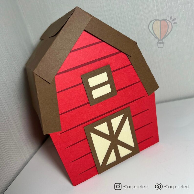 Barn Box Template, SVG, Farm Box Template, Caja Granero 3D Cotillón ...