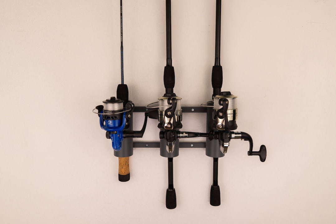 Vertical Fishing Rod Holder: Triple Wall Mount - Fishing Storage - Etsy