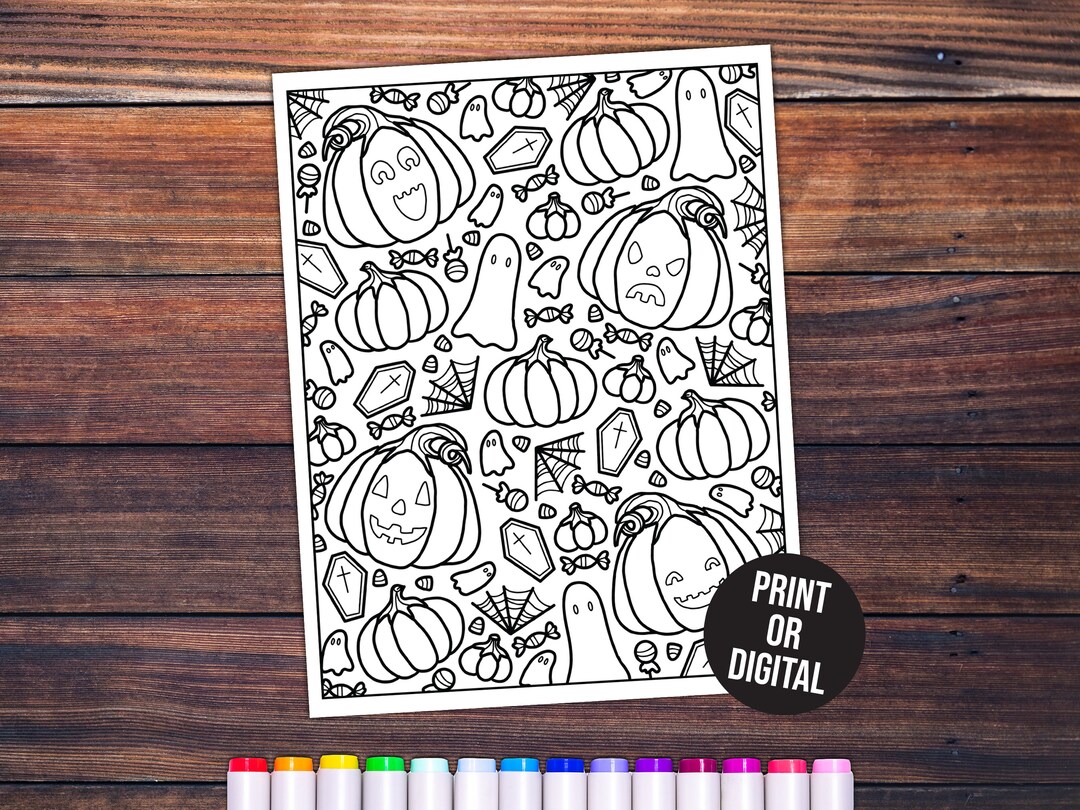 Halloween Colouring Page for Adults and Kids, Instant Download ...