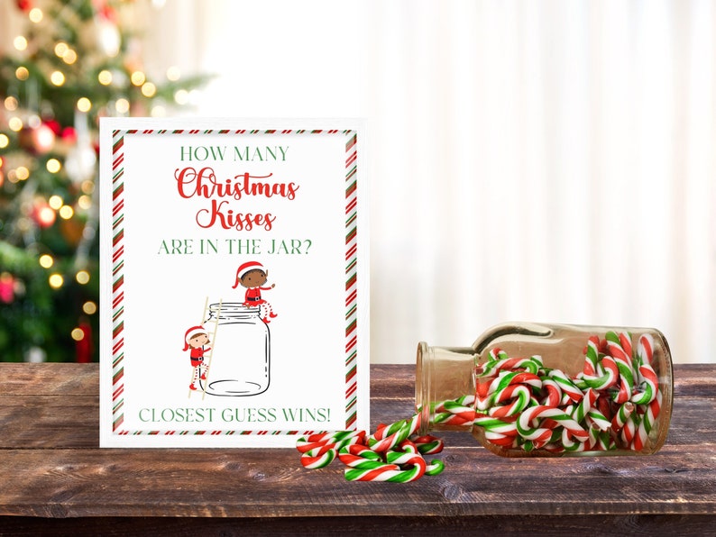 Christmas Candy Guessing Game Printable. Xmas Guess How Many Kisses ...