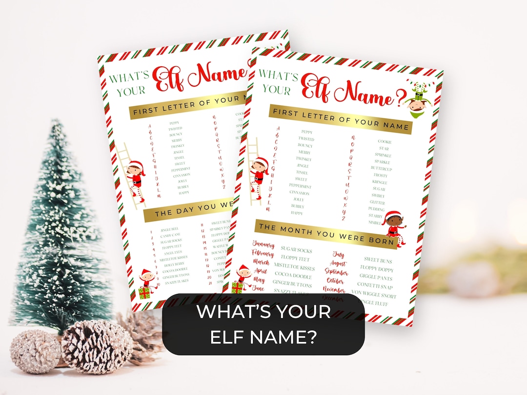 Whats Your Elf Name Game. Christmas Party Game. Digital File. - Etsy