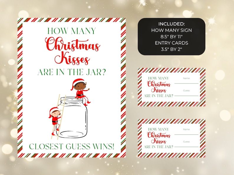 Christmas Candy Guessing Game Printable. Xmas Guess How Many Kisses ...