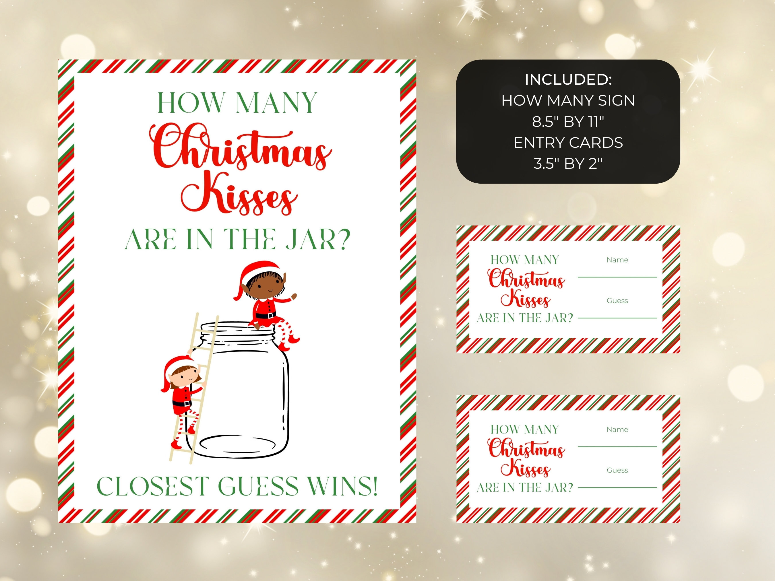 Christmas Candy Guessing Game Printable. Xmas Guess How Many Kisses ...