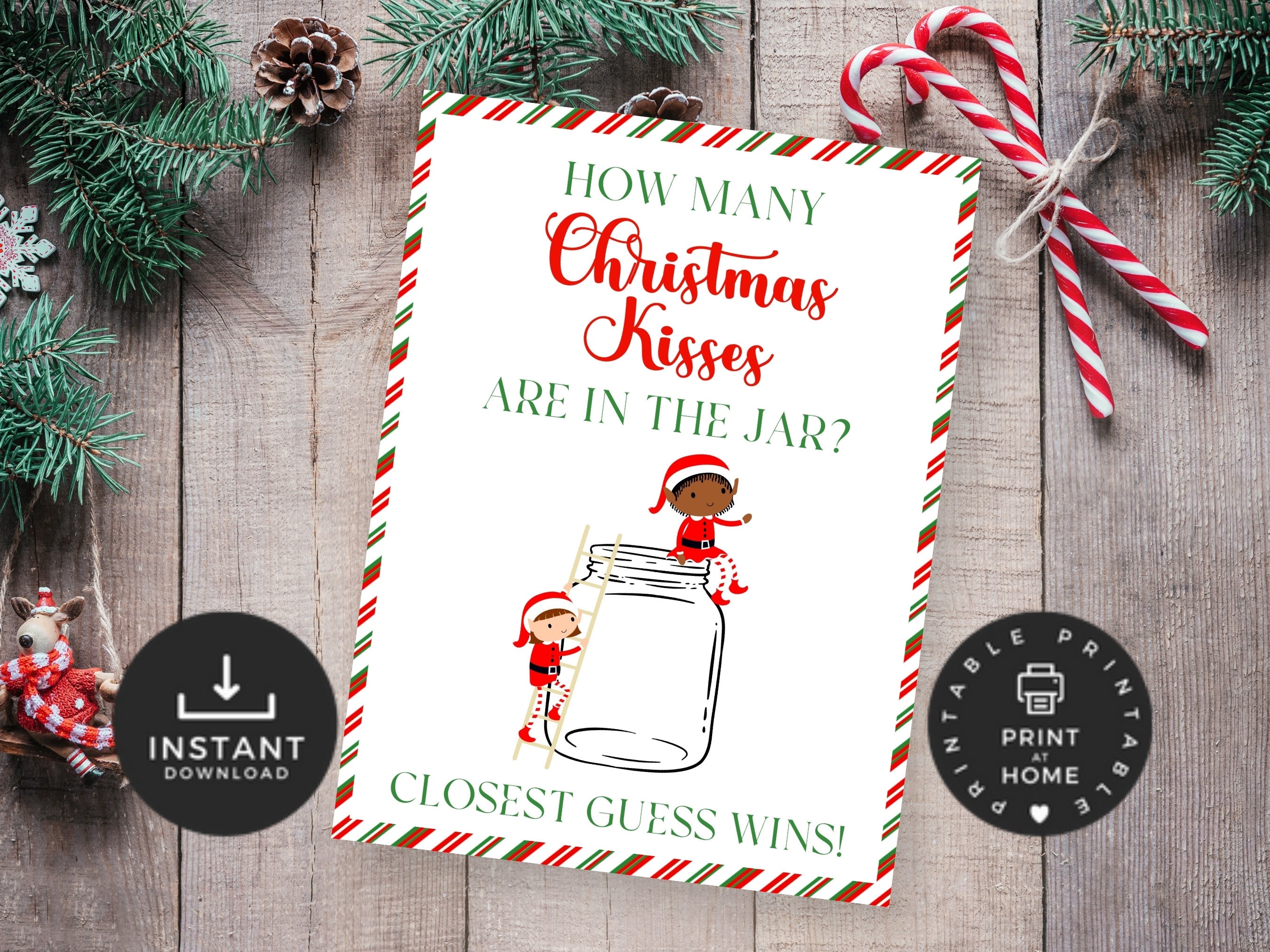 Christmas Candy Guessing Game Printable. Xmas Guess How Many Kisses ...