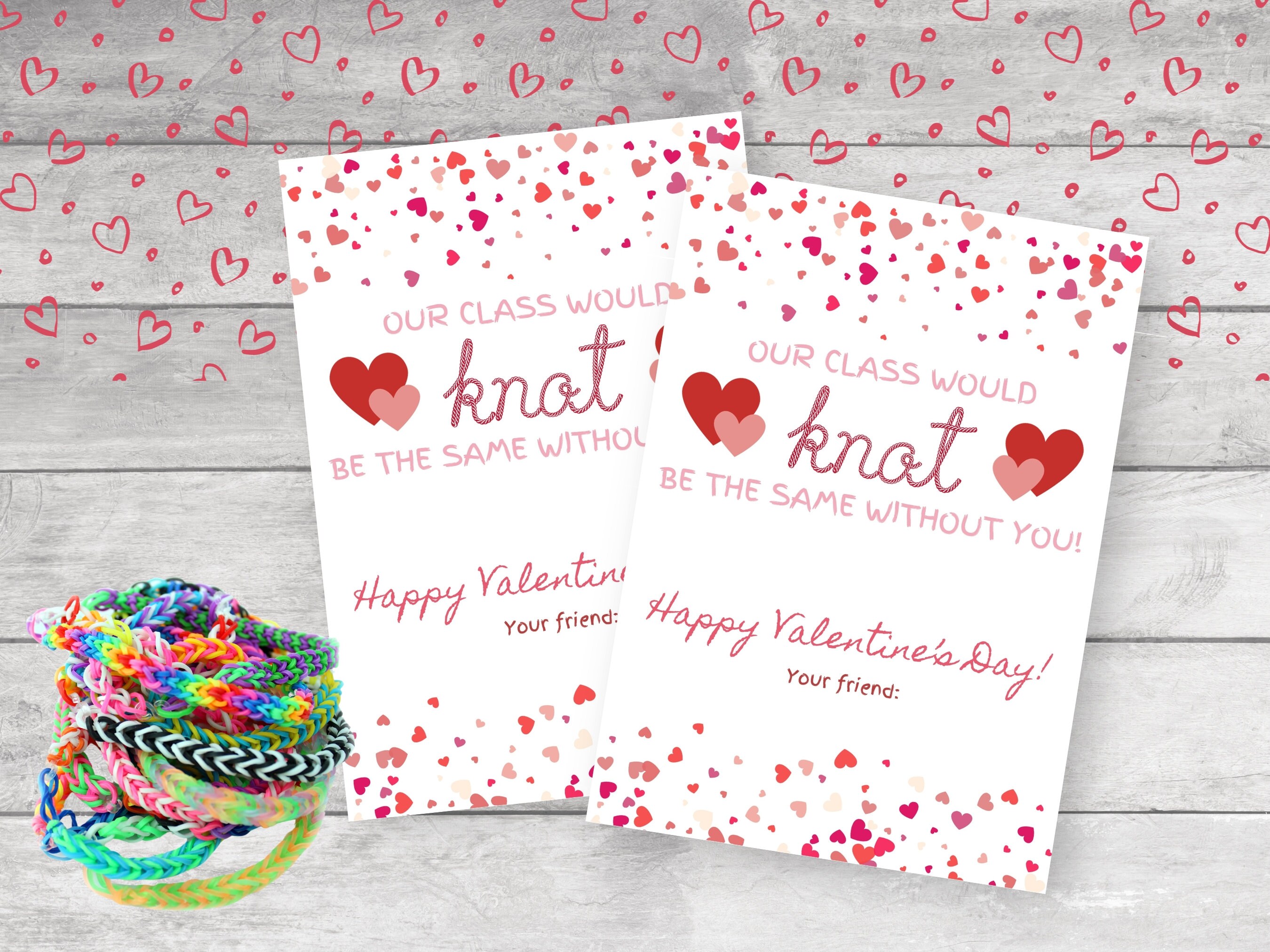 Friendship Bracelet Valentine Printable. Instant Download. Classroom ...