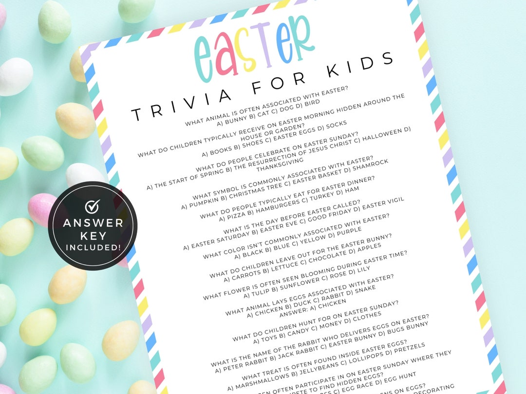 Easter Trivia Cards. Fun Easter Printable Trivia. Group Party Game for ...