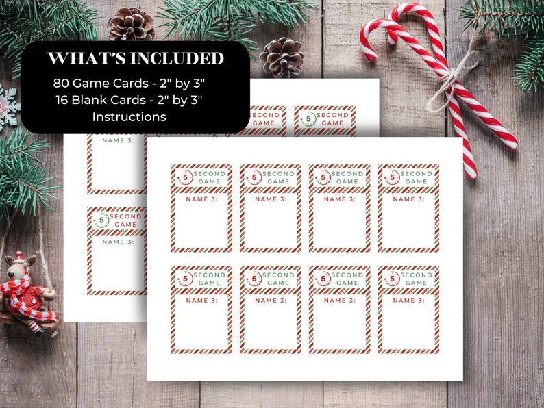 5 Second Game Christmas Game. Printable Xmas Party Game. Think Fast ...